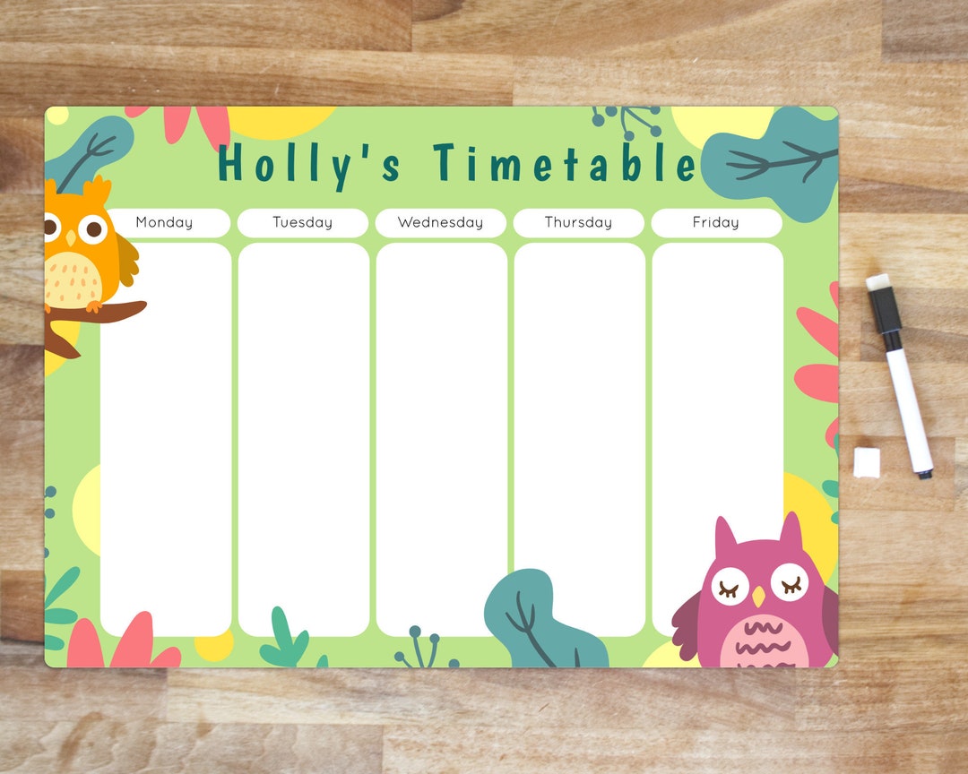 Personalised A3 Children's Weekly Planner, Daily Diary, Weekly Schedule ...