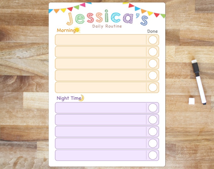 Laminated Daily Routine Chart, Interactive Daily Responsibility Chart ... Laminated Daily Routine Chart, Interactive Daily Responsibility Chart ...