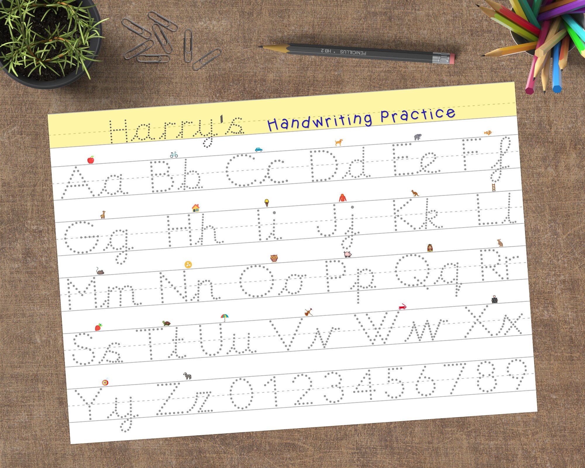 Personalised Kids Pre Cursive Handwriting Practice Download - Etsy