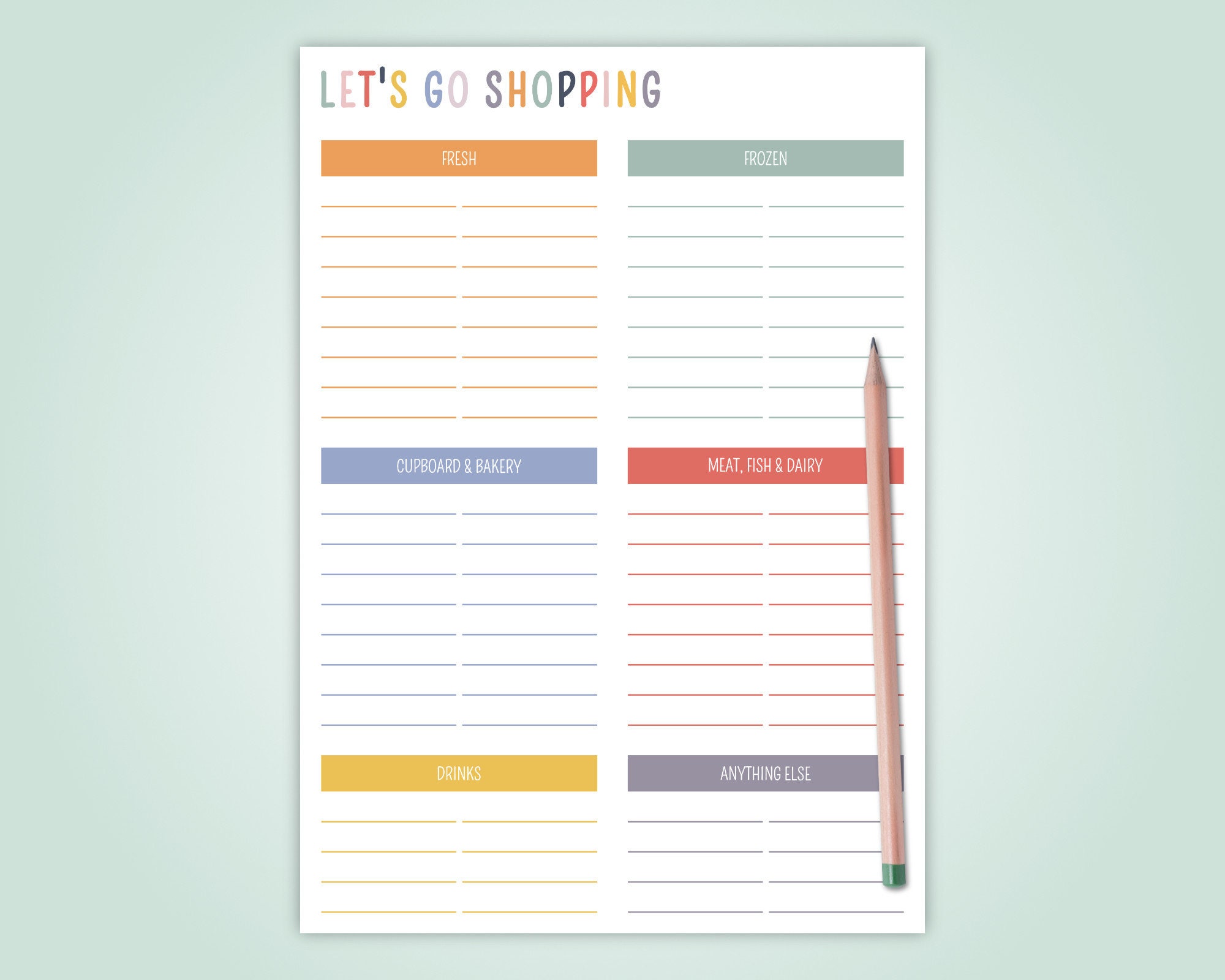 A5/A4 Sectioned Shopping List Pad Notepad Gift for Her - Etsy