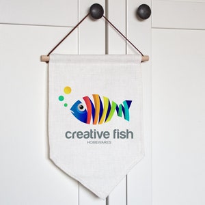 Logo Branded Linen Wall Flag Business Fabric Pennant Home - Etsy UK