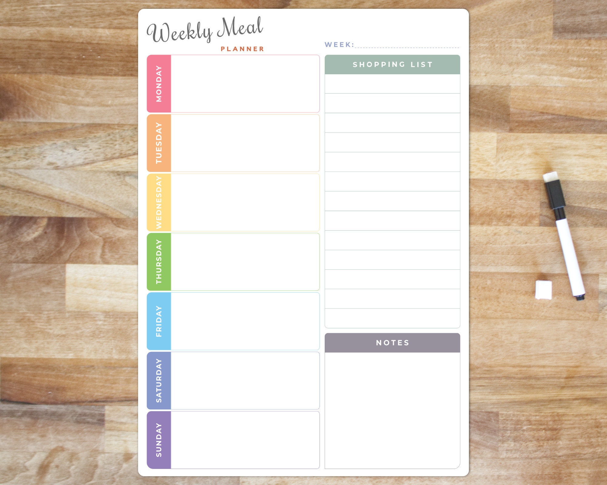 Weekly Family Menu Meal Planner A4 Whiteboard Wipe Clean | Etsy UK