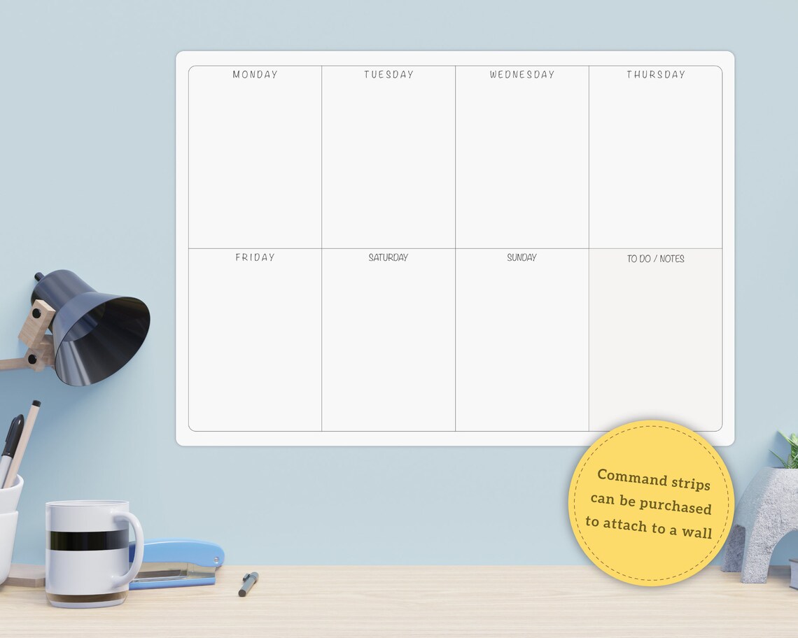 Personalised Weekly Planner Whiteboard, Family Planner Dry Wipe, Meal ...