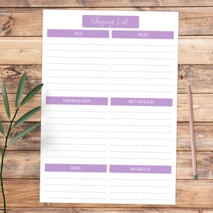 Personalised Sectioned Shoppings List Tear off Notepad, Grocery List ...