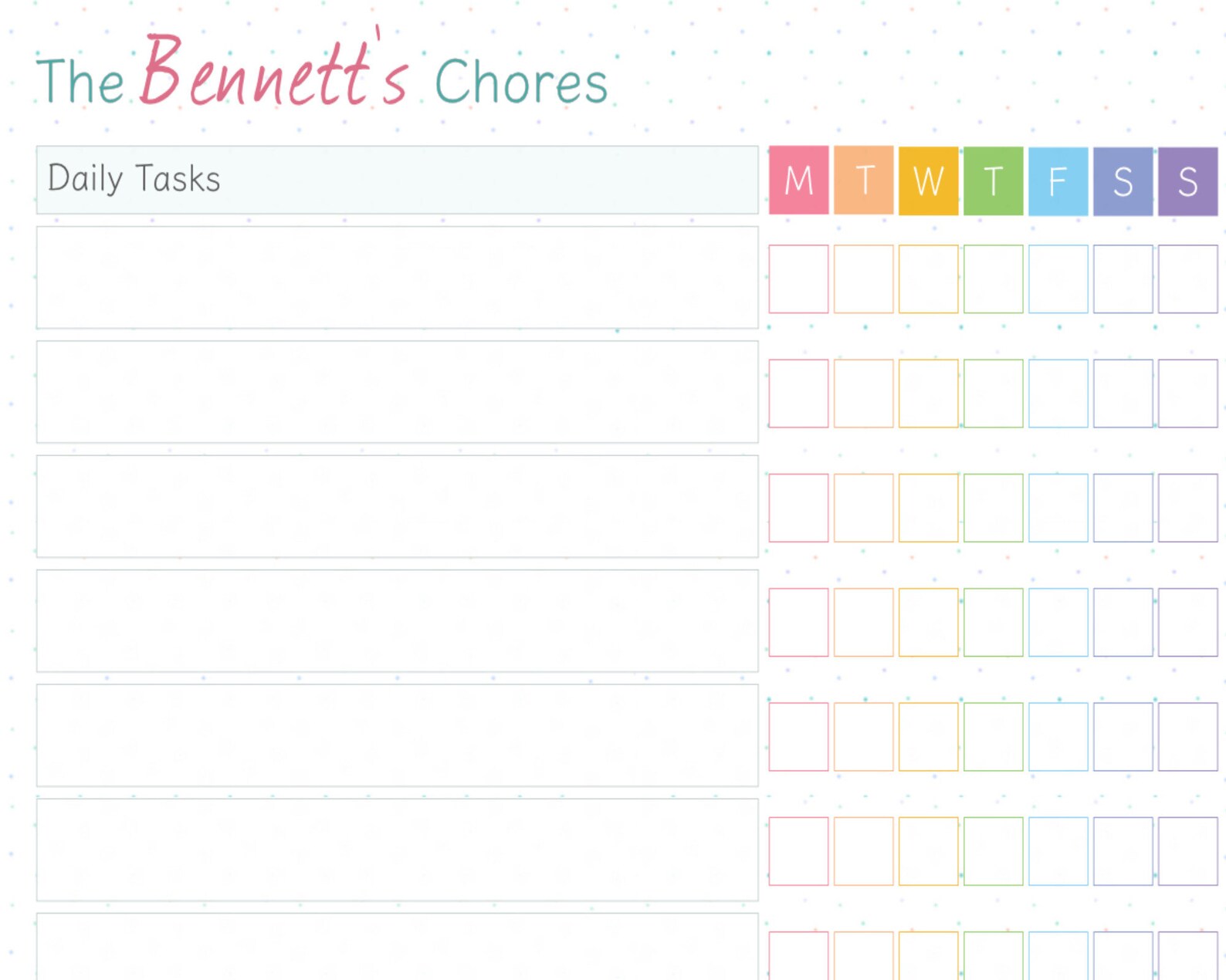 Personalised Family Dry Wipe Whiteboard Chore Chart A3 | Etsy