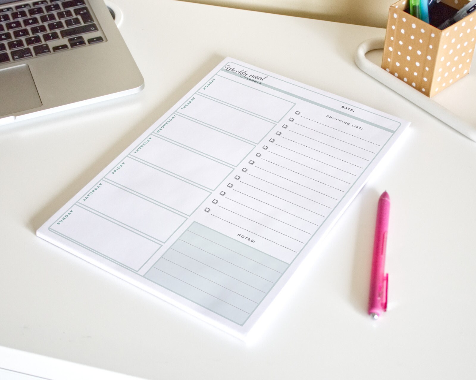 Weekly Meal Planner Notepad Desk Pad Menu Planner Shopping - Etsy UK