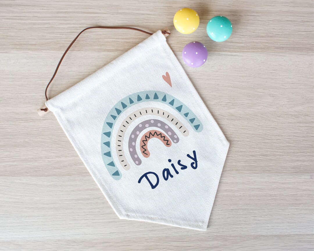 Personalised Rainbow Linen Flag Nursery Decor New Baby Gift - Etsy UK