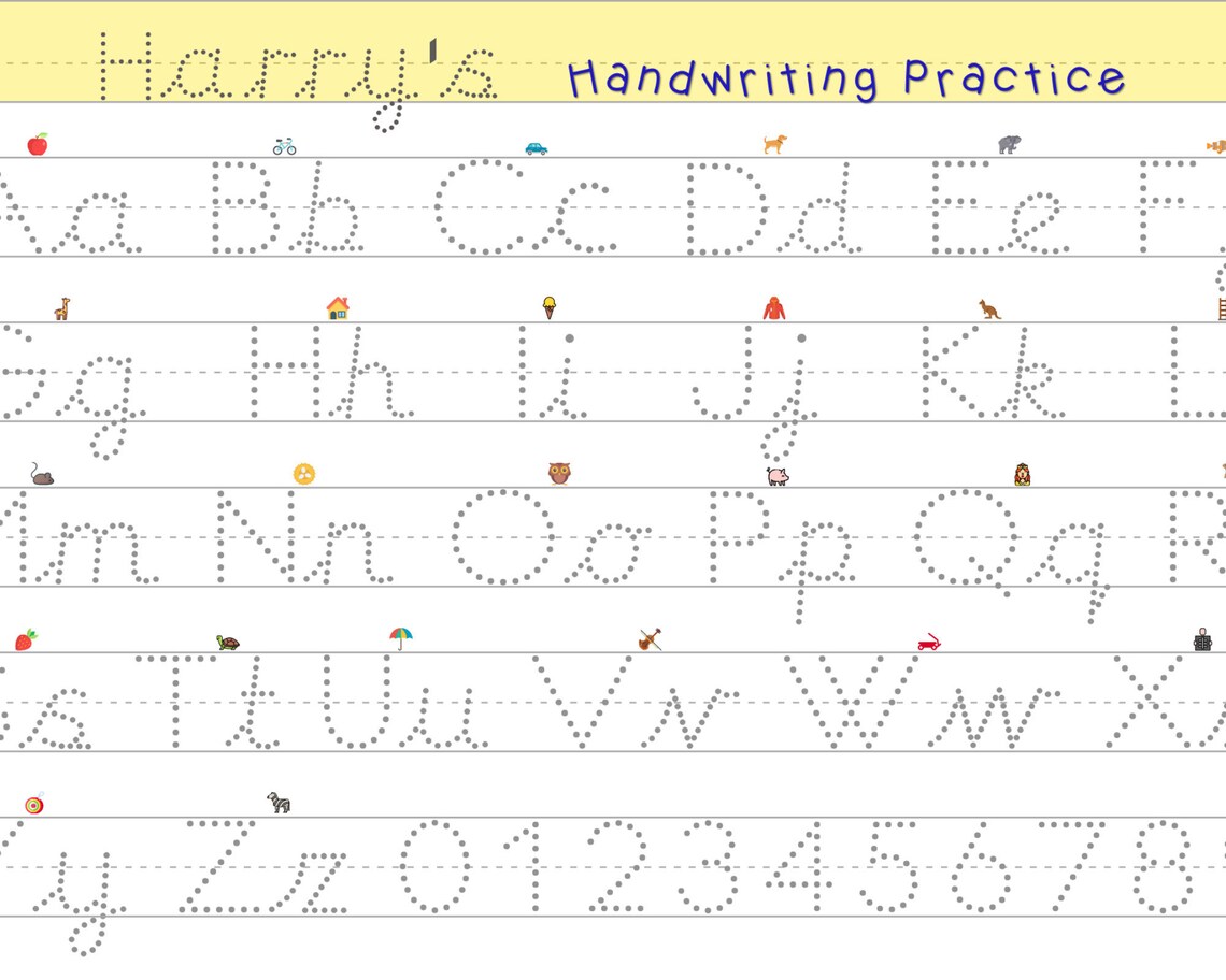 Personalised Kids Pre Cursive Handwriting Practice Download - Etsy UK
