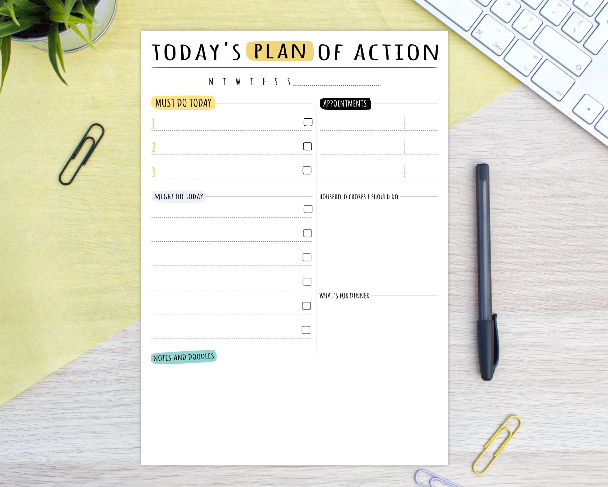Daily Planner Notepad - Desk Pad Planner - to Do List Notepad - A5, A4 ...
