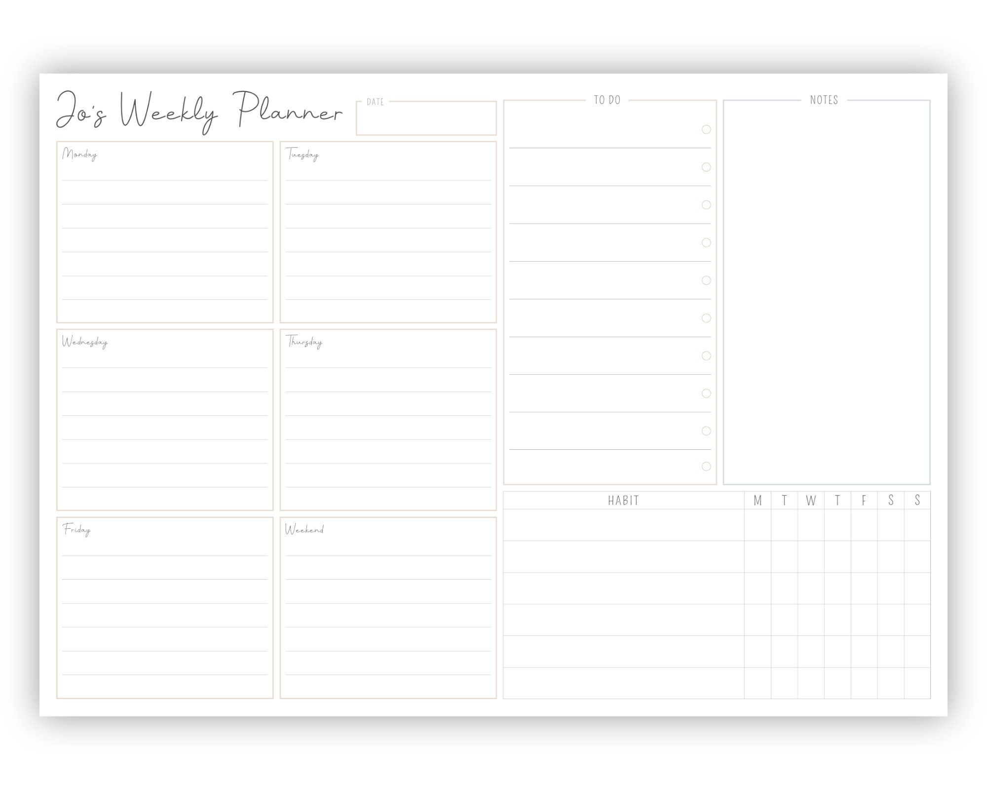 Personalised Weekly Planner Notepad Printed Desk Pad Planner - Etsy