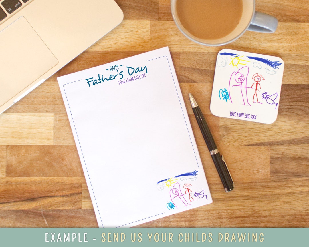 Father's Day Personalised Artwork Notepad Use Your Child's Drawing to ...