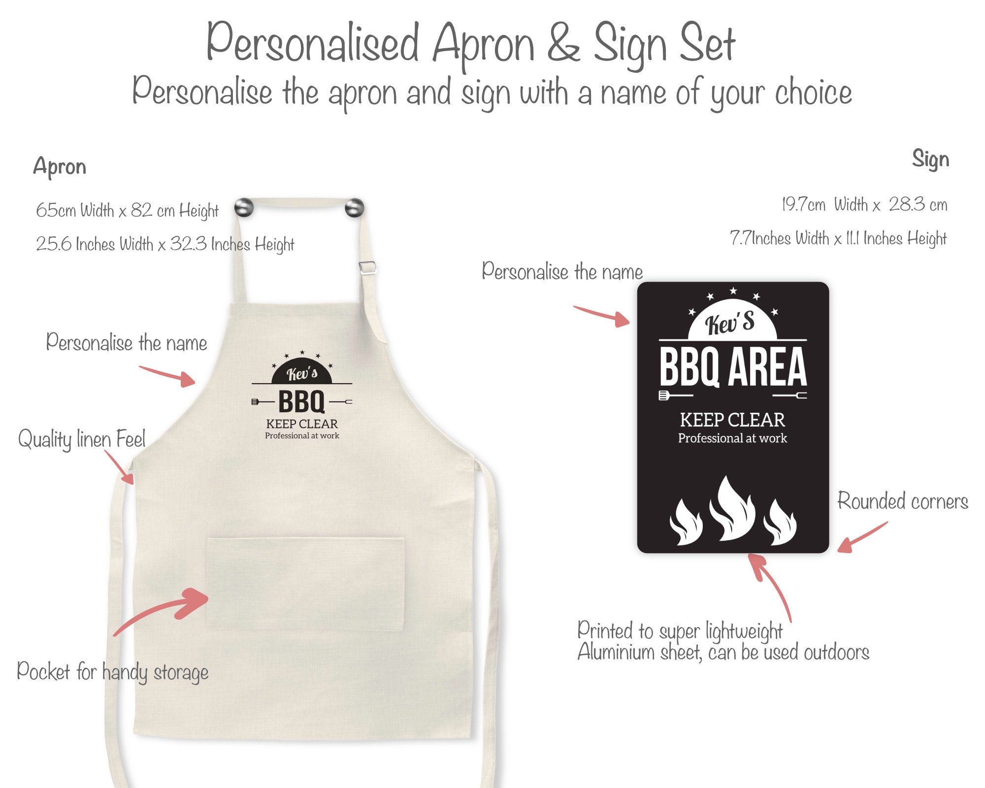 Personalised BBQ Apron and Sign Set Men's Barbecue Apron | Etsy