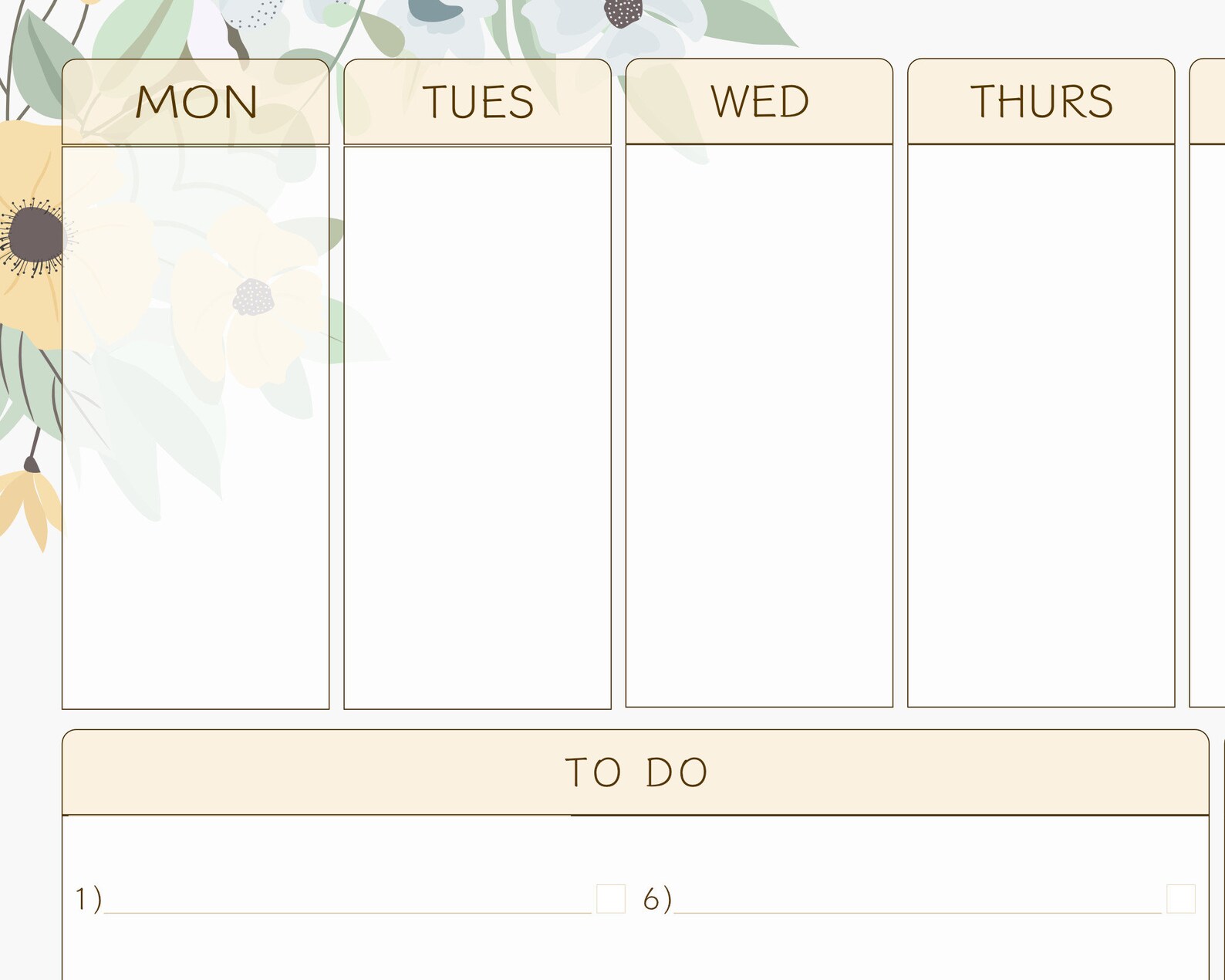 A3 Floral Dry Wipe Whiteboard Weekly Family Planner. To-do List and ...