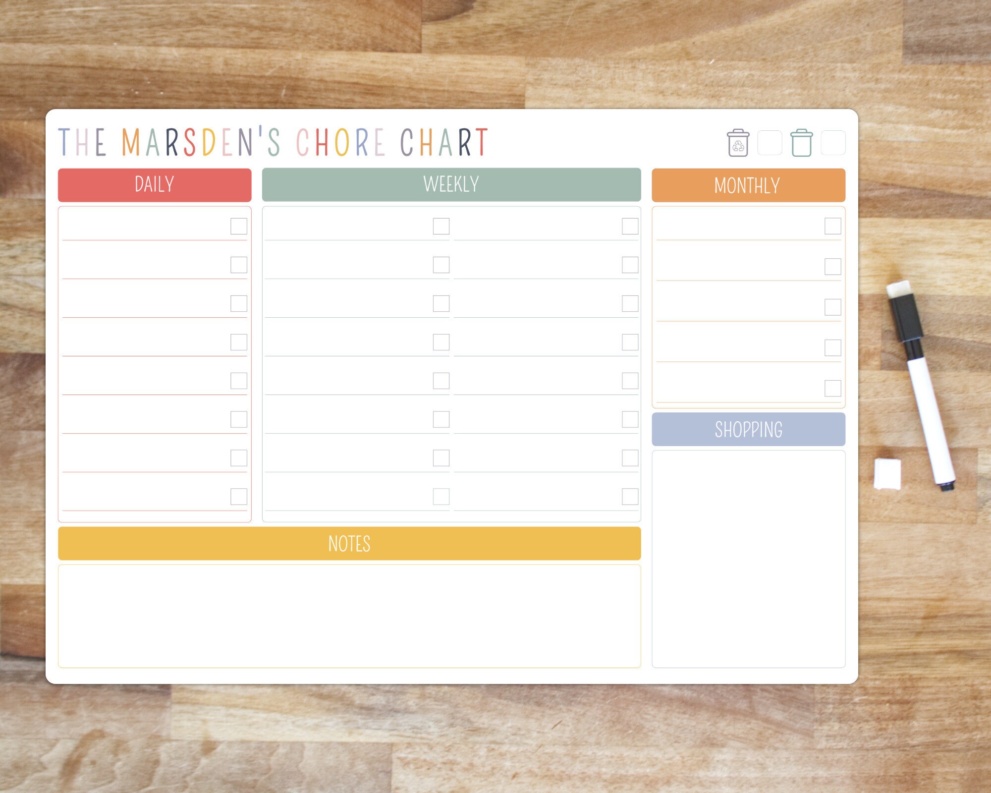 A3 Personalised Dry Wipe Whiteboard Household Chores Checklist - Etsy UK