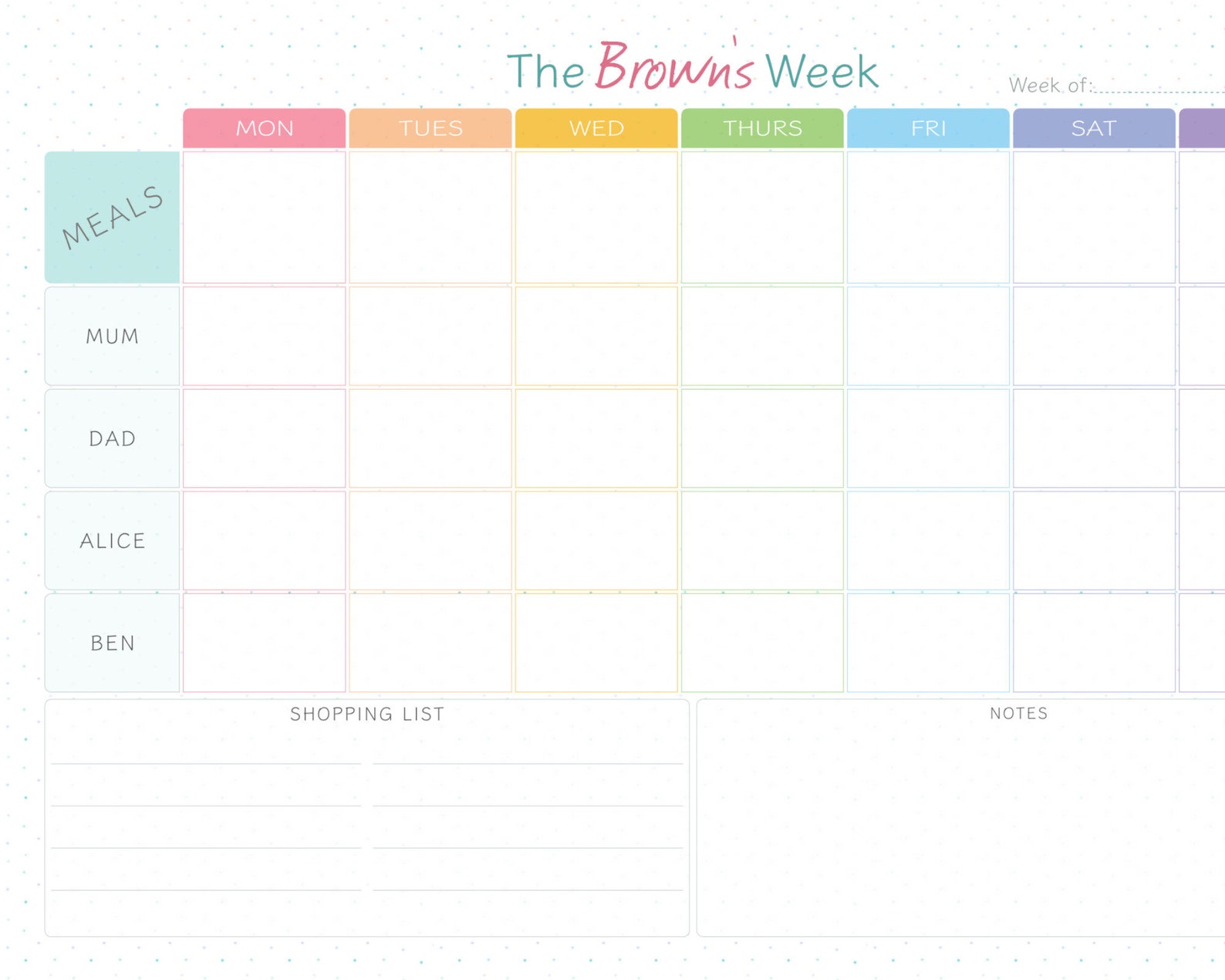 Weekly Planner Whiteboard Family Organiser Dry Wipe Board - Etsy UK