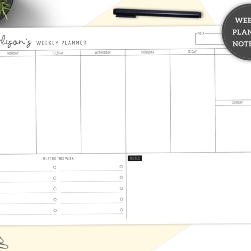 Weekly Planner Notepad / Desk Pad Planner / to Do List Notepad - Etsy