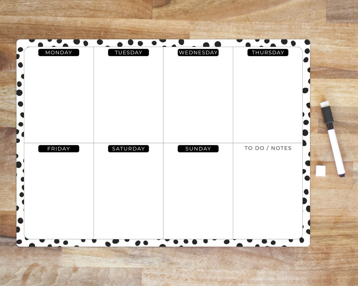 A4 Weekly Wall Planner Dry Erase Whiteboard Family Planner | Etsy