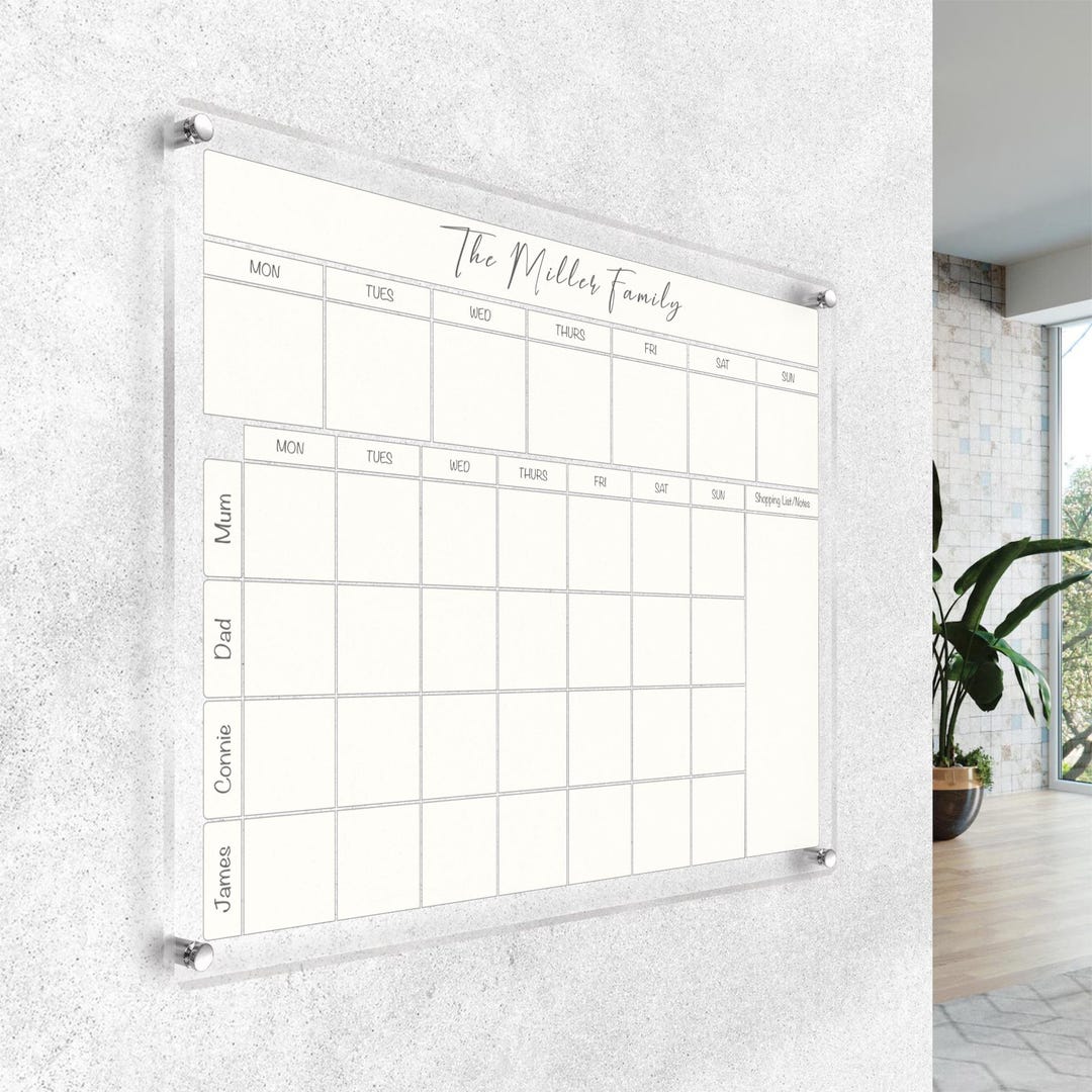 Personalised Weekly Family Planner Whiteboard | Large A3/A2 Acrylic ...