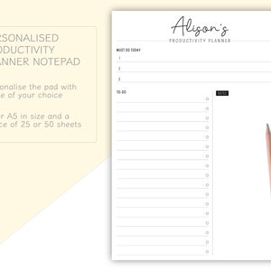 Printed Personalised Notepad, to Do List Notepad, A5 A4 Desk Planner ...