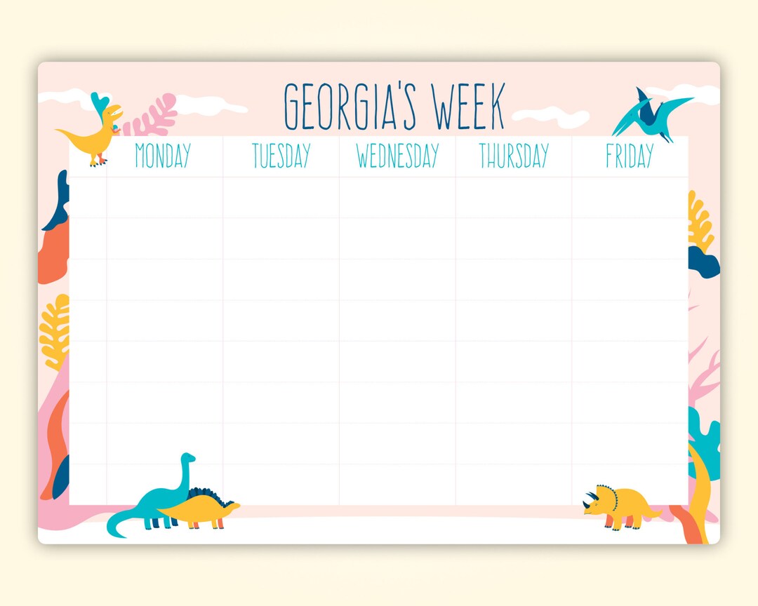 A3 Children's Weekly Planner/diary/schedule Whiteboard. Personalised ...