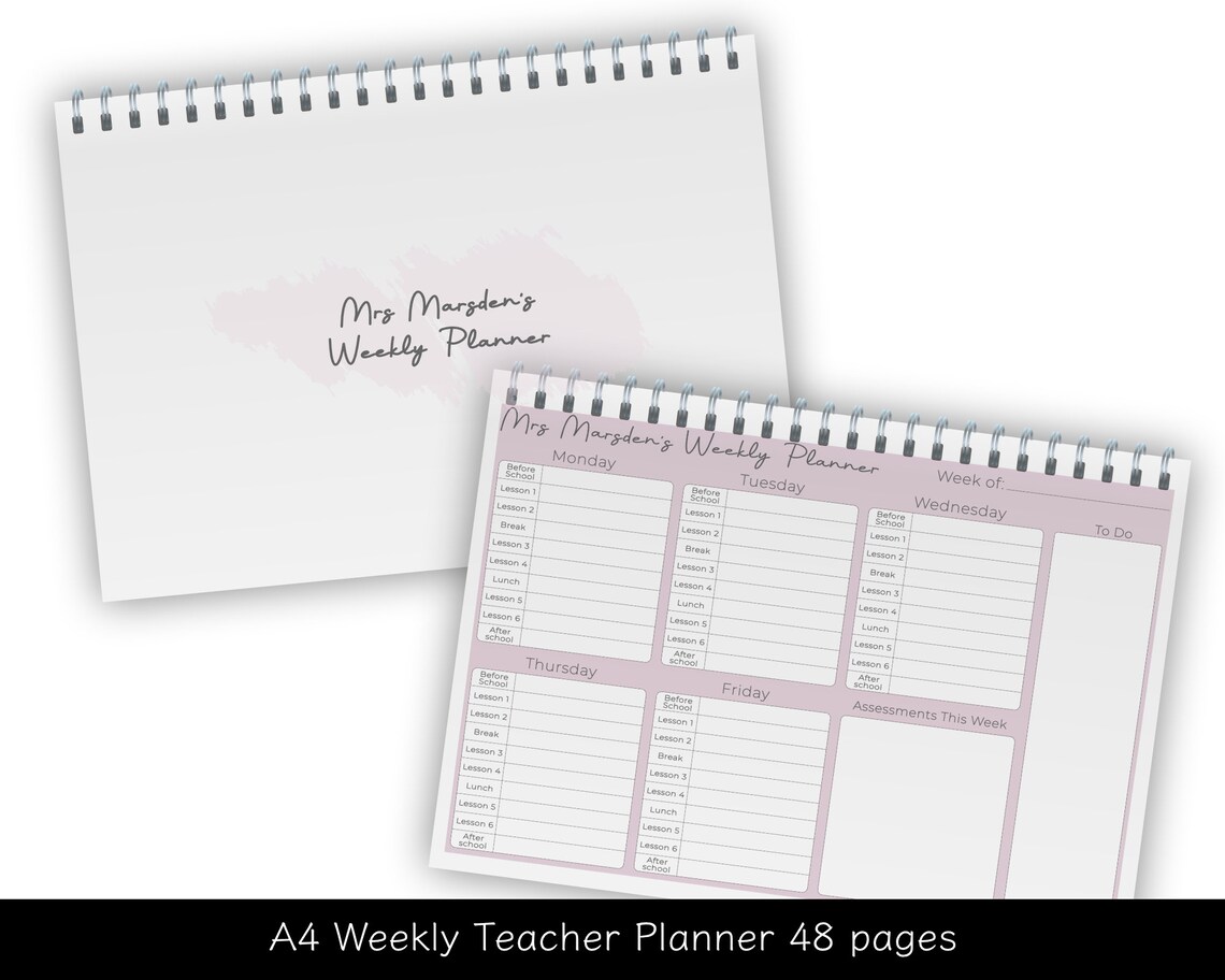 Personalised Teacher's Weekly Planner Notebook Wire Bound | Etsy UK