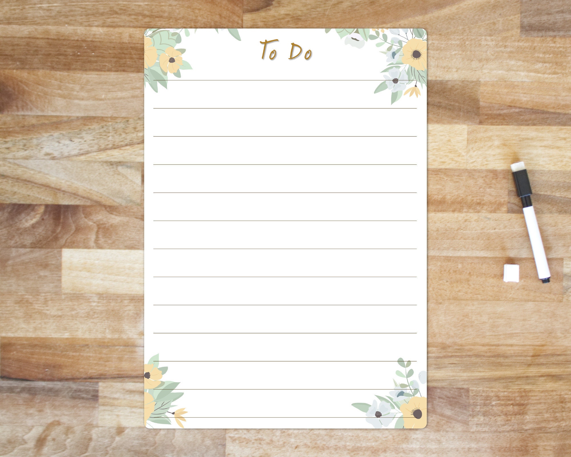 Things to Do, Dry Erase Whiteboard. Reusable To-do List With Free Dry ...