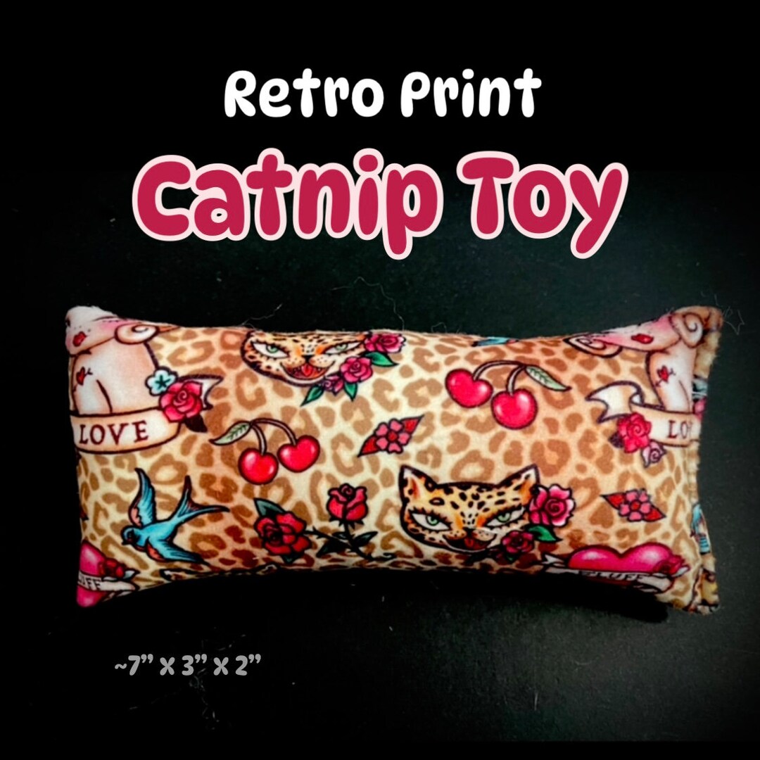 Cats Toy LEOPARD HEARTS Pin-up Catnip Kicker Handmade Swift Cat Cute Cat Retro 50's Tiger Pinup ...