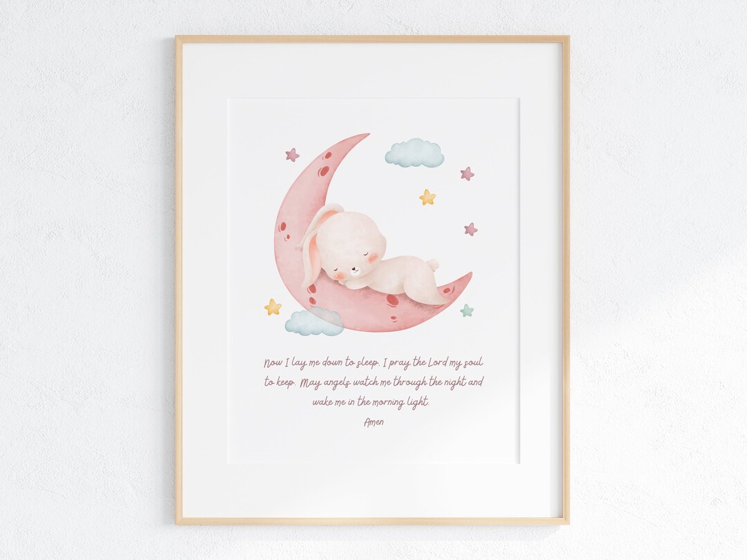 Bunny Bedtime Prayers Nursery Wall Art, Kids Decor, Printable Sign ...