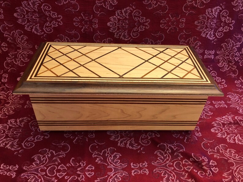 Handmade Wooden Jewelry Box With Criss Cross Inlay - Maple Wood ...