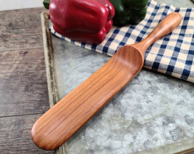 Hand Made Wooden Cherry Spurtle, Wooden Spatula, #026-C - Etsy