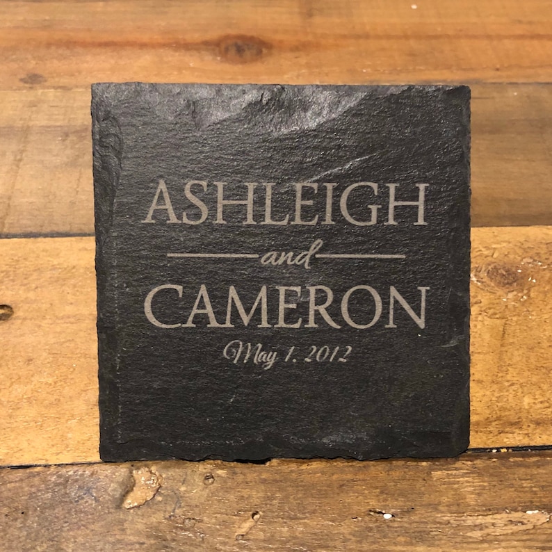 Custom Engraved Slate Coasters – Personalised Natural Stone Drink ...