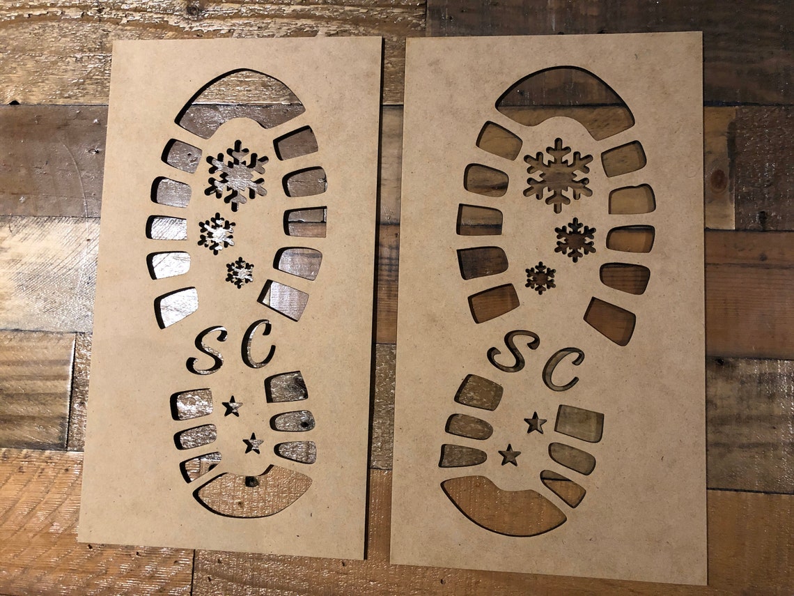 Santa Boot Footprint Stencils Christmas Eve Decoration | Etsy