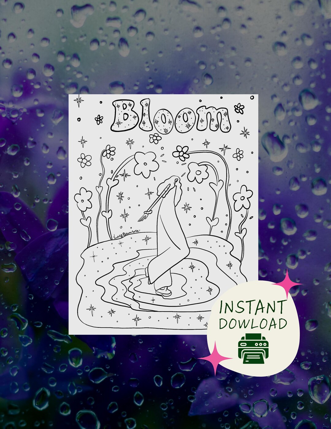 Printable Coloring Sheet - Bloom - Digital Download - 8.5x11 Art by ...