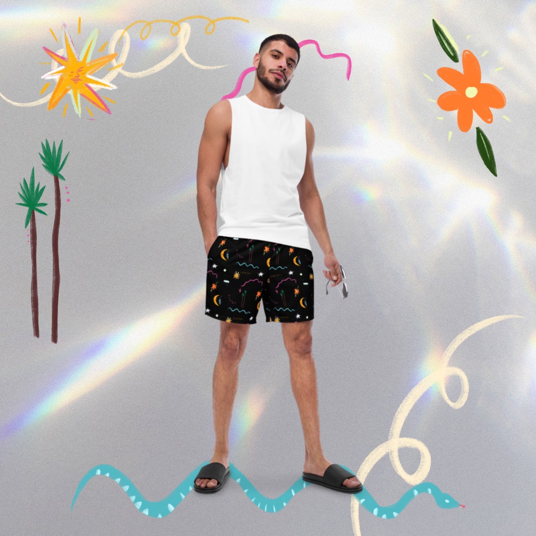 Mens Swim Trunks Sun and Moon Pattern - Etsy