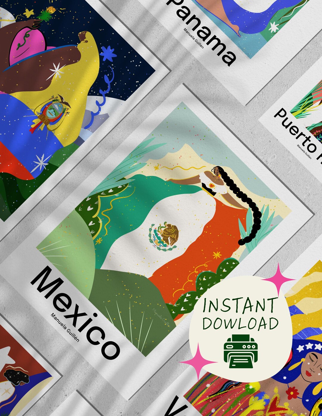 Printable Art Print - Latin Flags - INSTANT DOWNLOAD - Sized at 8.5x 11 ...