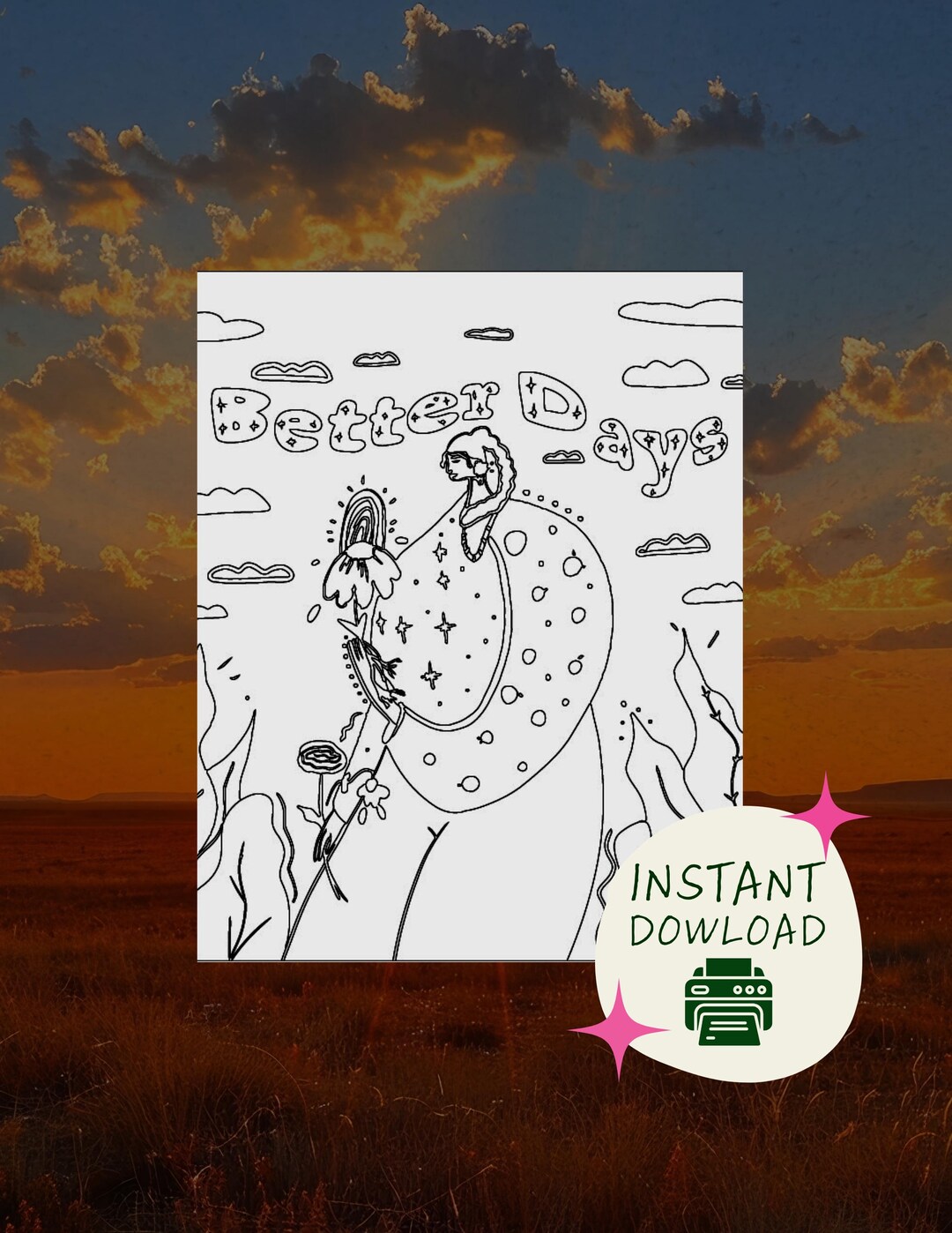 Better Days Coloring Sheet – 8.5x11 Art Print (digital Download) - Etsy