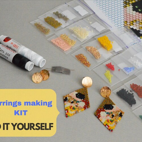 DIY Beaded Earrings Kit for Beginner Pattern Fringe Earrings - Etsy