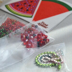 Red Watermelon Bead Booch Embroidery Kit | DIY Craft Kit Watermelon ...
