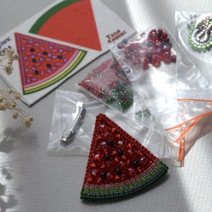 Red Watermelon Bead Booch Embroidery Kit | DIY Craft Kit Watermelon ...