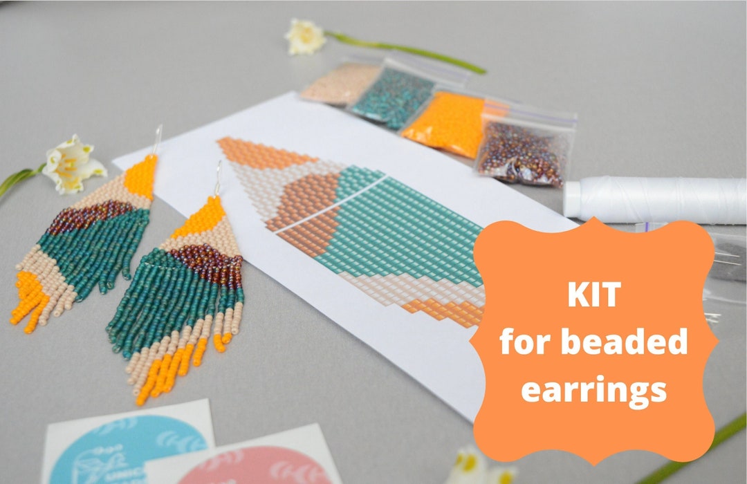 DIY Beaded Earrings Kit | for Beginner Pattern Fringe Earrings Kit ...