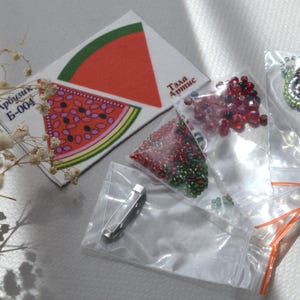 Red Watermelon Bead Booch Embroidery Kit | DIY Craft Kit Watermelon ...