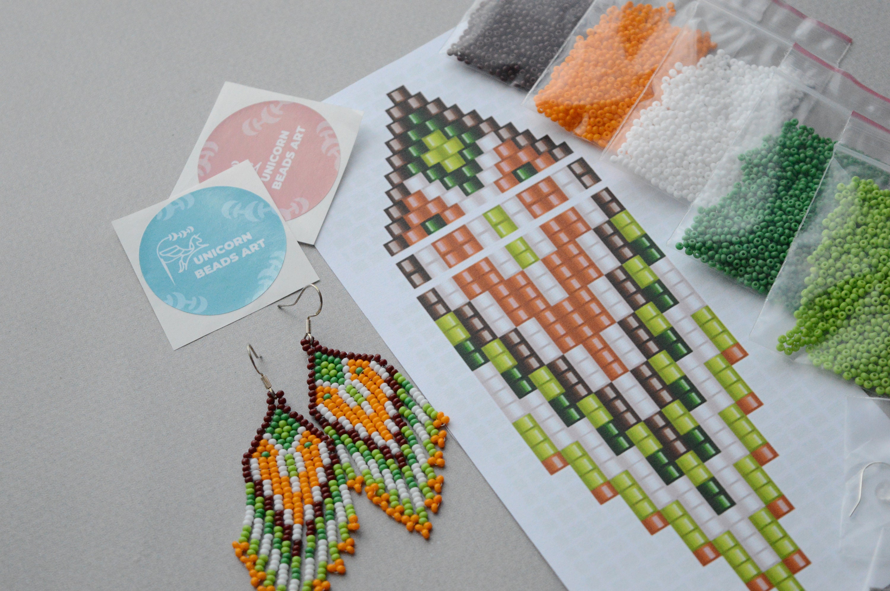 DIY Beaded Earrings Kit for Beginner Pattern Fringe Earrings | Etsy