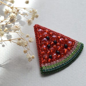 Red Watermelon Bead Booch Embroidery Kit | DIY Craft Kit Watermelon ...