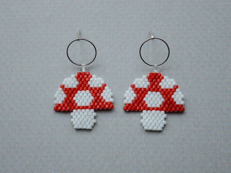 Bead Pattern Mushrooms Brick Stitch for Bead Weaving Red | Etsy