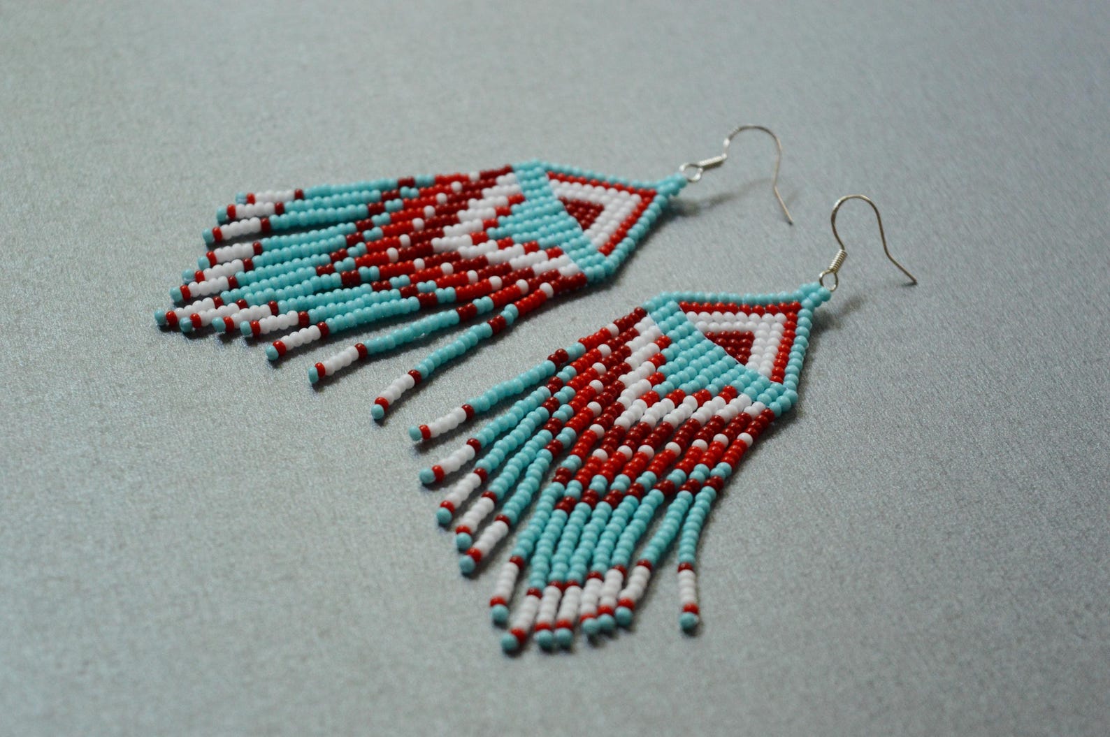 Turquoise Native Bead Earring Pattern, Native American Design Earrings ...