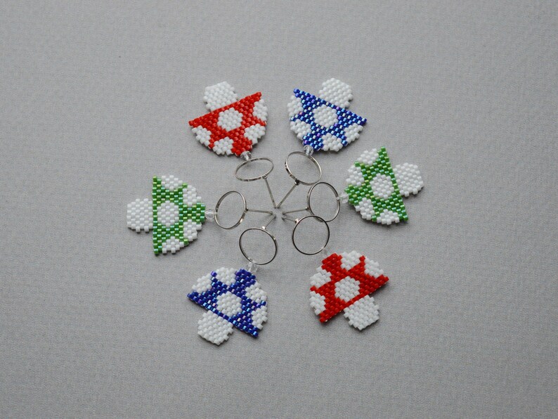 Bead Pattern Mushrooms Brick Stitch for Bead Weaving Red | Etsy