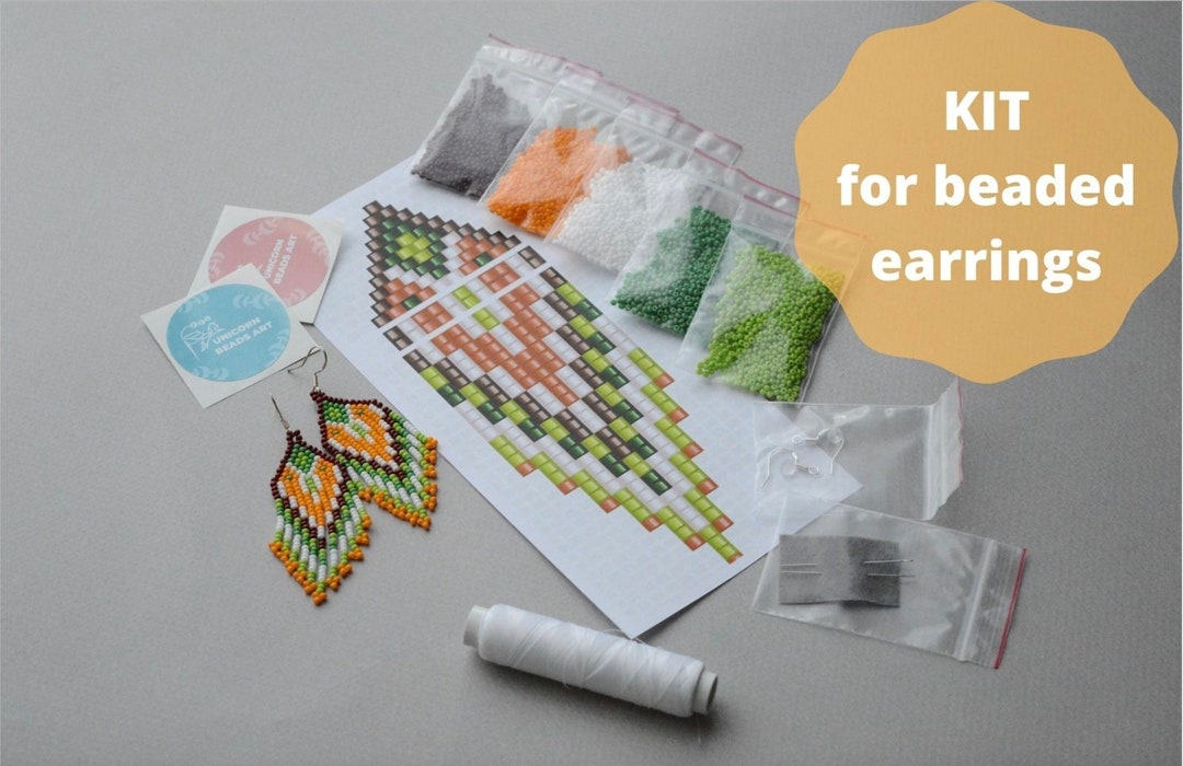 DIY Beaded Earrings Kit | for Beginner Pattern Fringe Earrings Kit ...