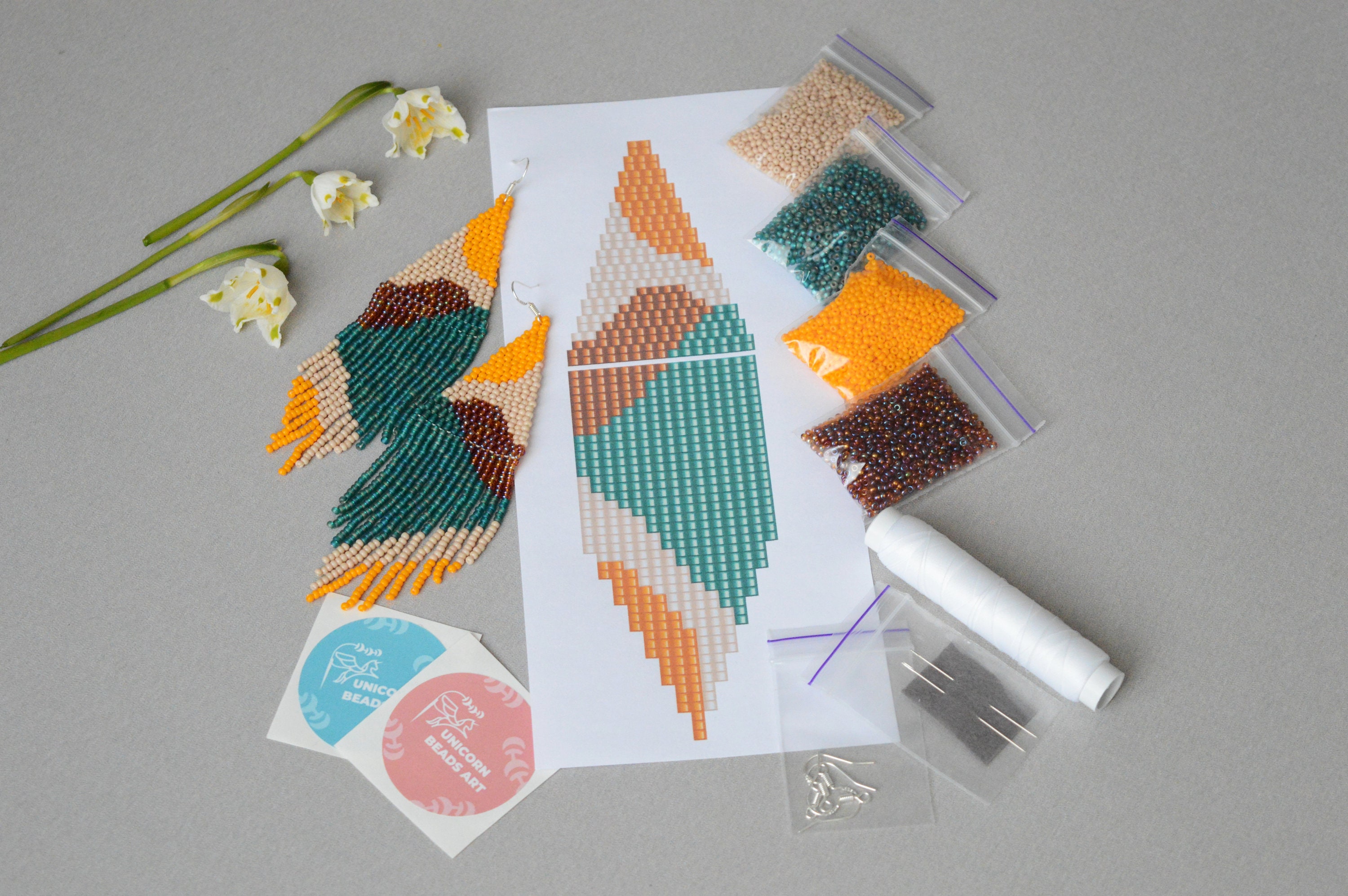 DIY Beaded Earrings Kit | for Beginner Pattern Fringe Earrings Kit ...