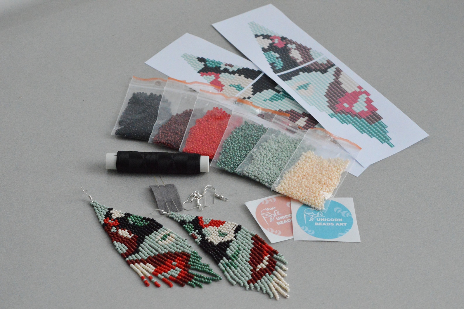 Bead Earrings Kit | Seed Bead DIY Project | for Beginner Pattern Fringe ...