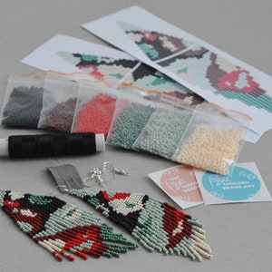 Bead Earrings Kit | Seed Bead DIY Project | for Beginner Pattern Fringe ...
